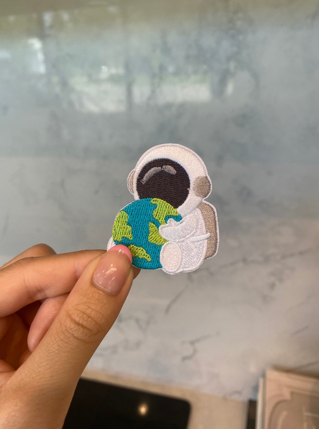 Astronaut Space Hugging Earth Embroidery Patch Iron On, Sew On, Planet ...