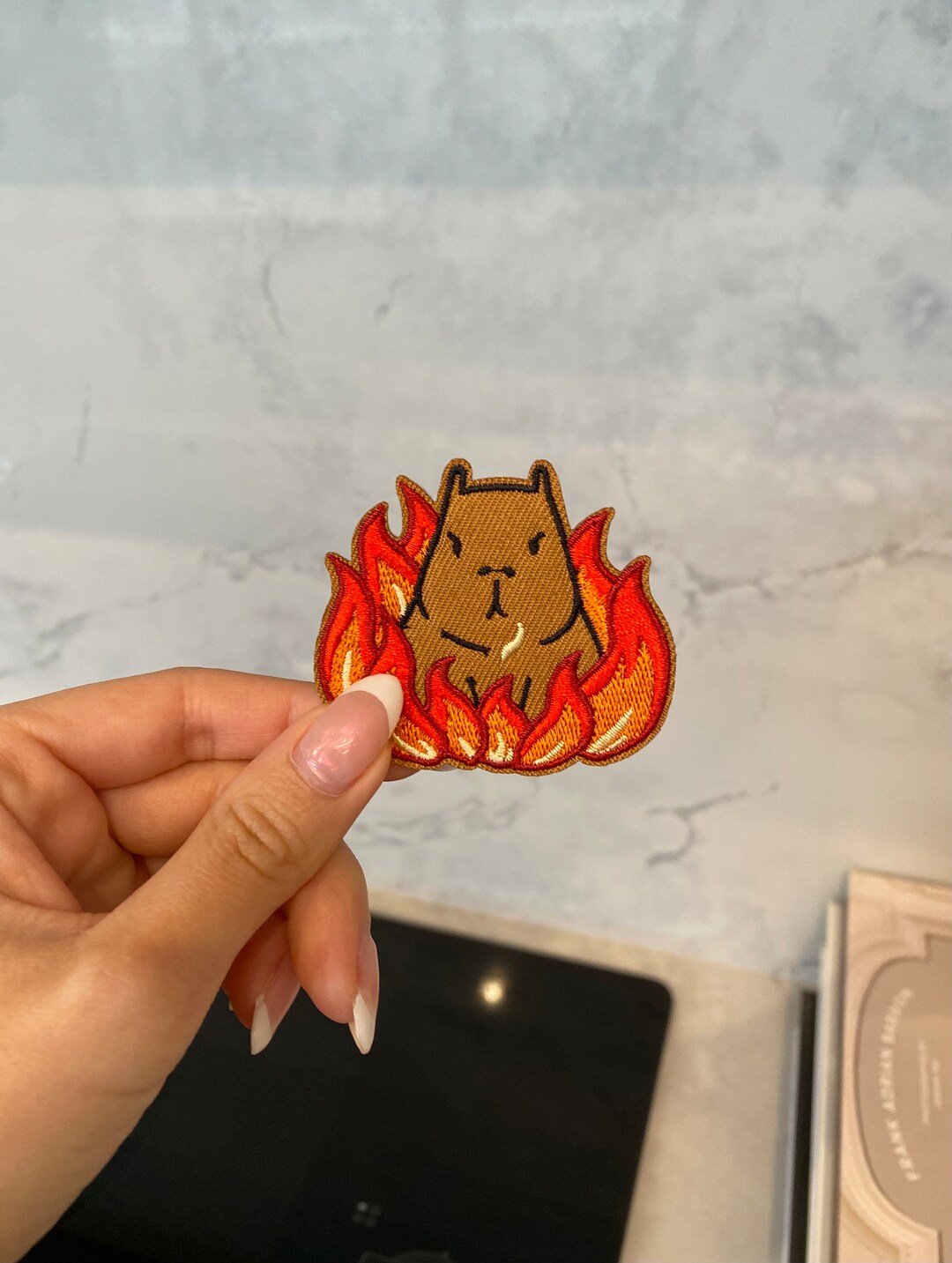 Capybara Hell Fire Embroidery Patch - Iron On, Sew On, Funny Patches ...