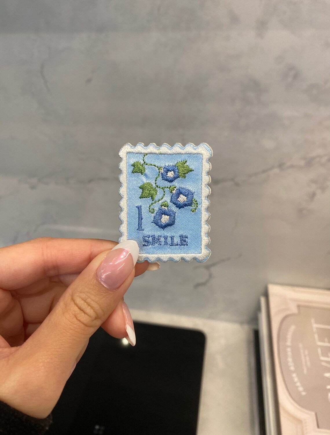 Blue Smile Postage Stamp Embroidery Patch - Iron On, Sew On - Etsy