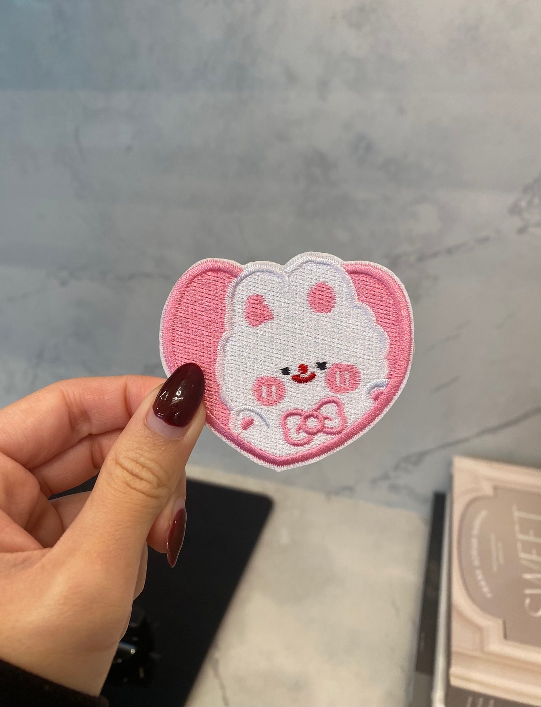 Bunny/rabbit in Pink Heart Embroidery Patch - Iron On, Sew On - Etsy