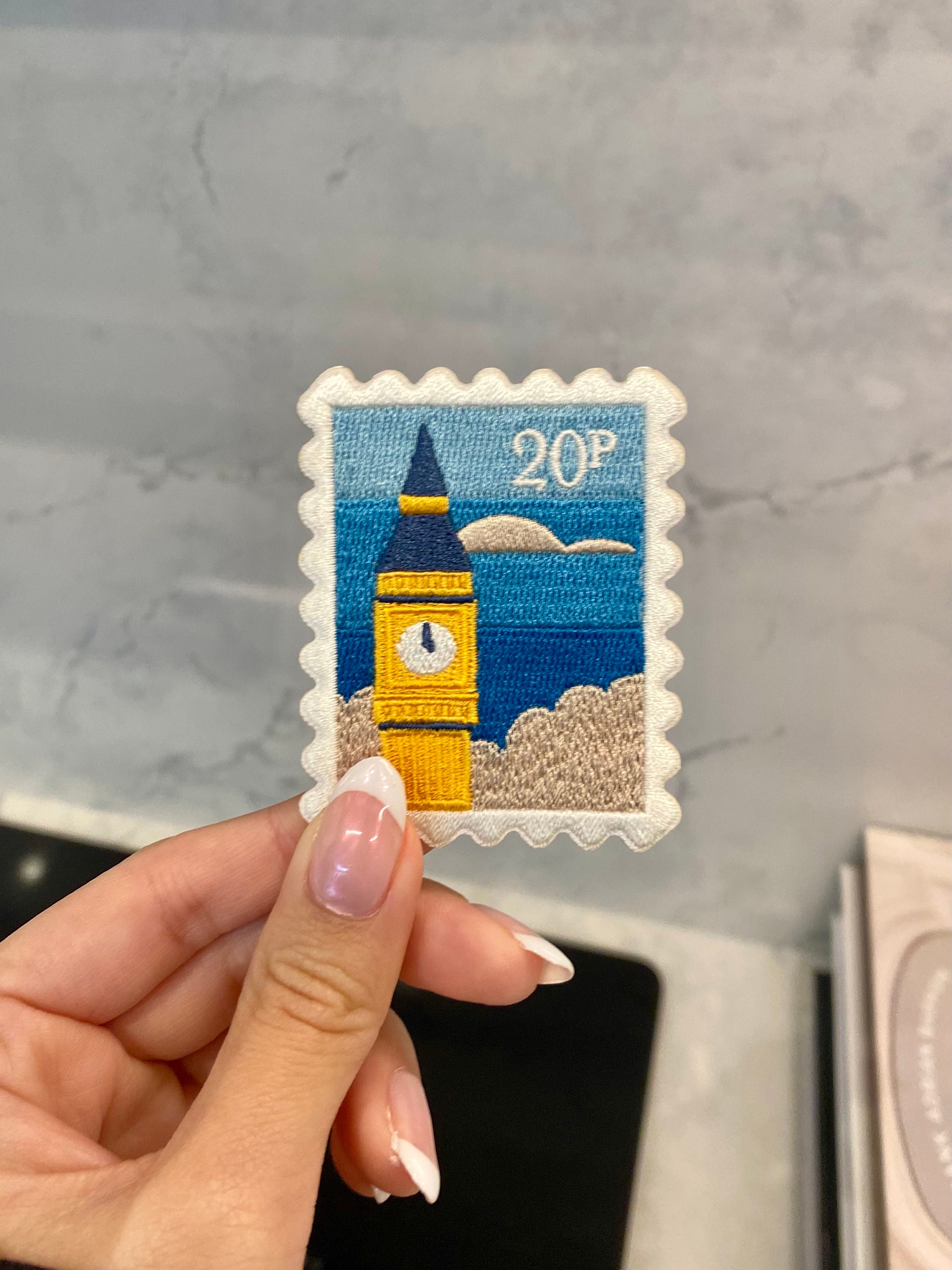 London 20p Vintage Postage Stamp Embroidery Patch Iron On, Sew On - Etsy