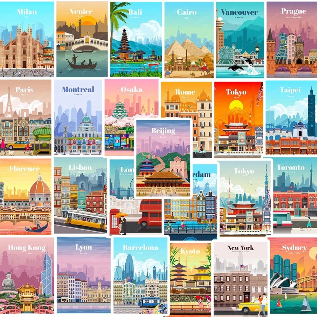 Famous Big Cities in the World Vinyl Stickers - Pack of 25 - Etsy