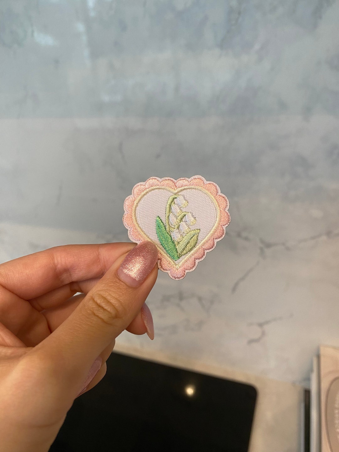 Flower in Light Pink Heart Embroidery Patch - Iron On, Sew On - Etsy