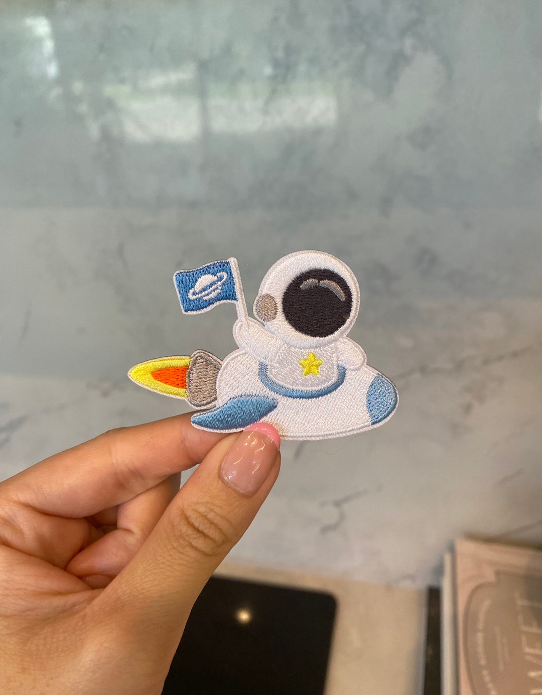 Astronaut in Spaceship Embroidery Patch - Iron On, Sew On, Kawaii ...