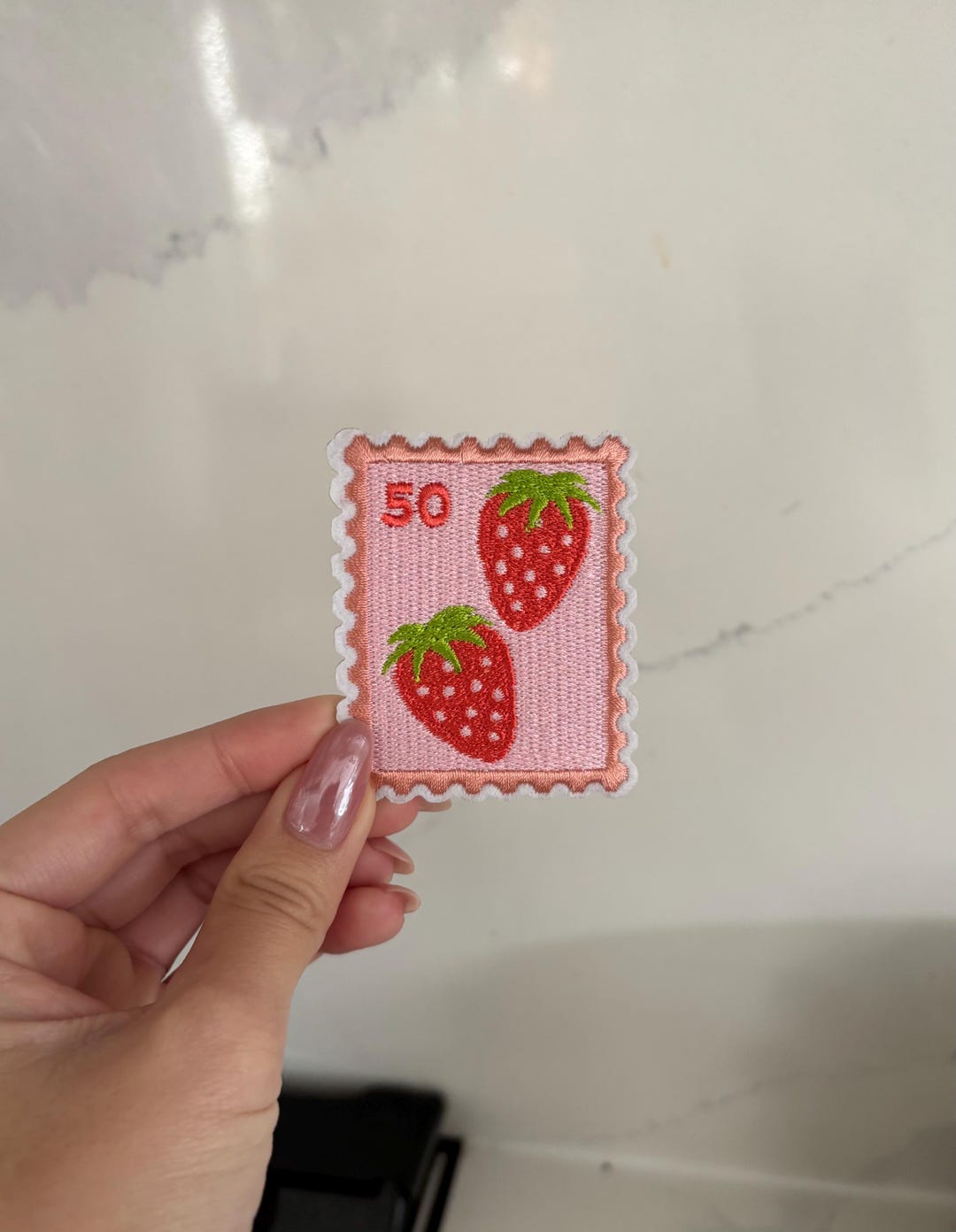 Strawberry Postage Stamp Embroidery Patch Iron On, Sew On, Kawaii ...