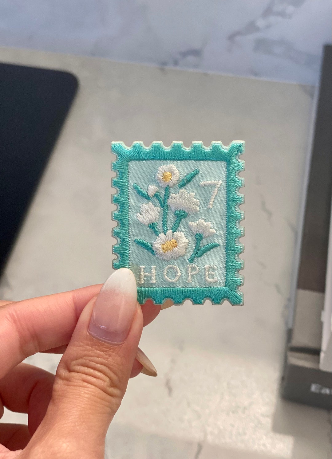 Blue Hope Vintage Stamp Embroidery Patch - Iron On - Etsy