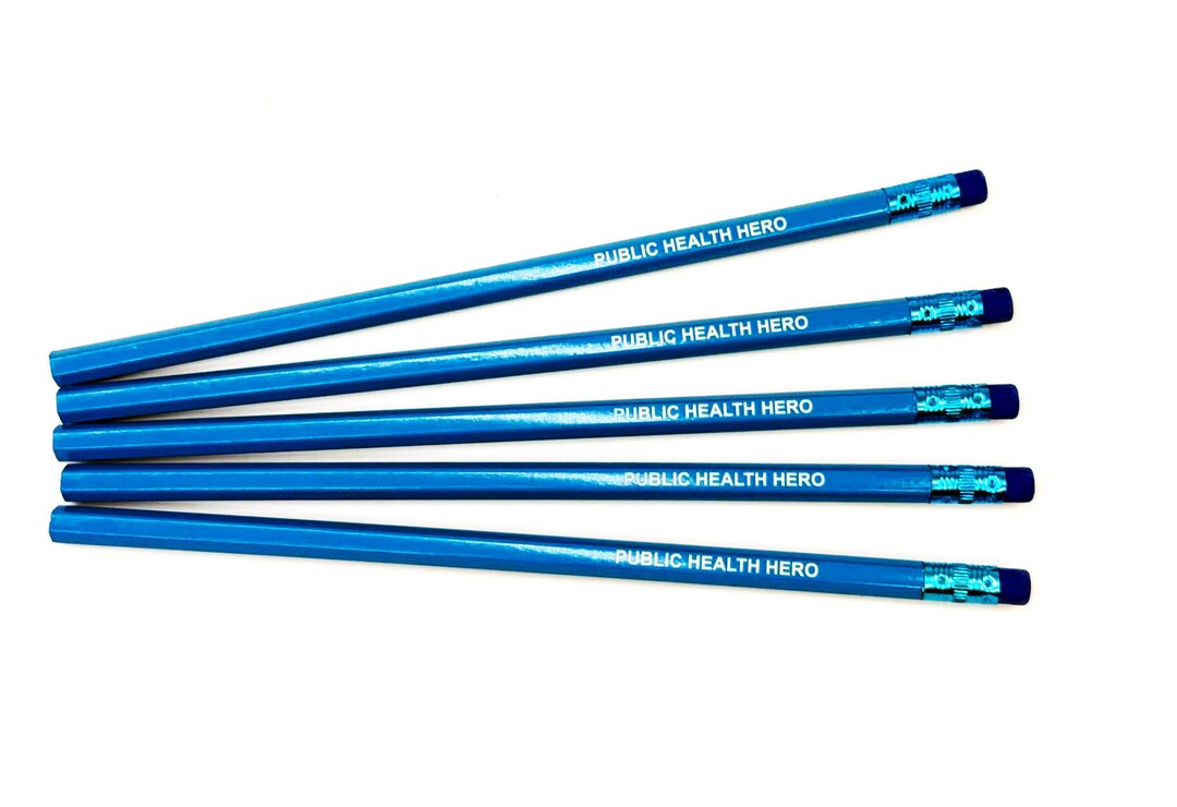 Public Health Pencils - Hero Edition - Blue White - 5 Pack - Etsy