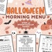 Halloween Morning Menu Pages | Preschool Morning Menu | Preschool ...