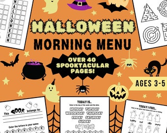 Halloween Morning Menu Pages | Preschool Morning Menu | Preschool ...