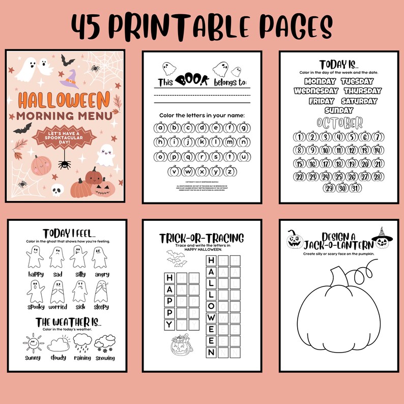 Halloween Morning Menu Pages | Preschool Morning Menu | Preschool ...