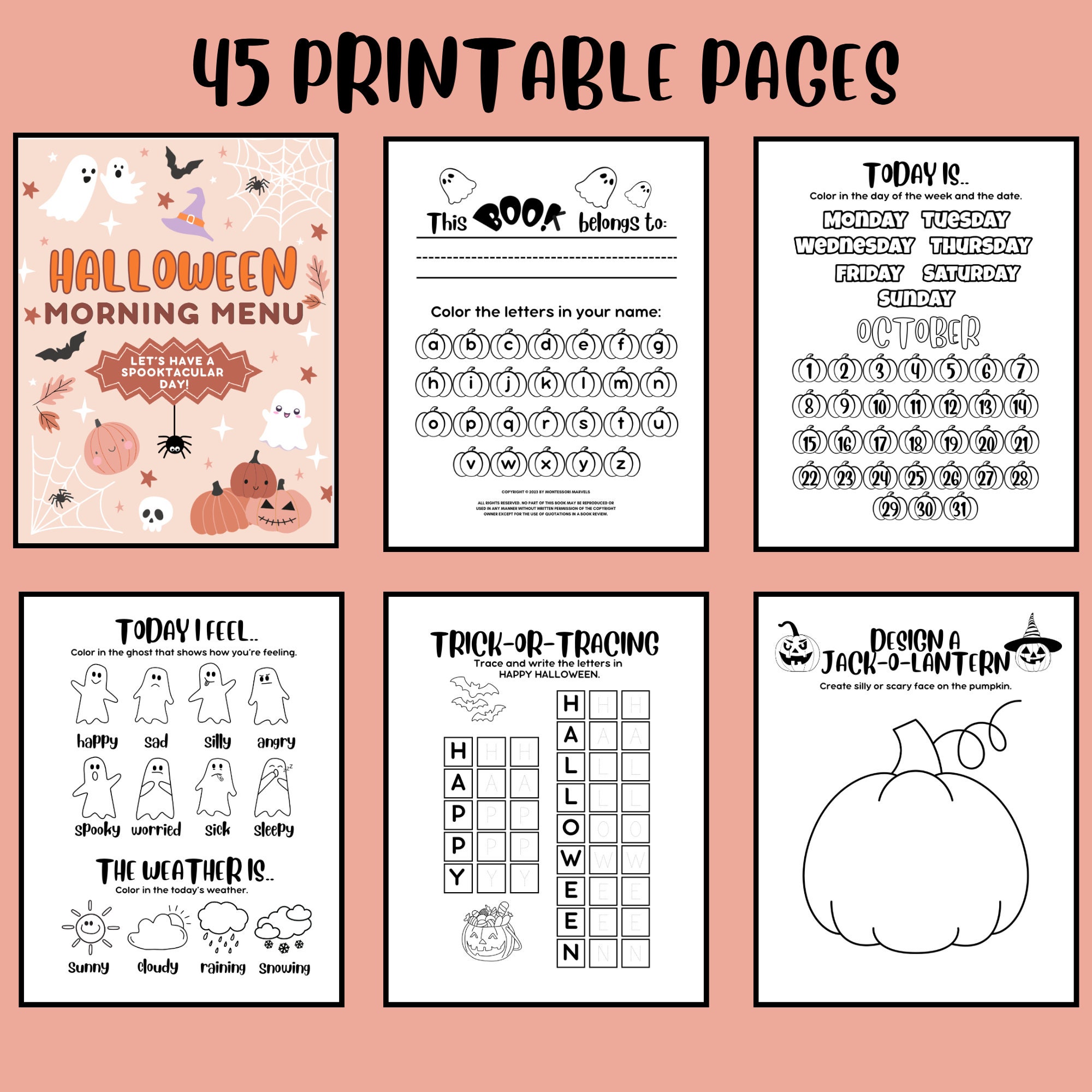 Halloween Morning Menu Pages | Preschool Morning Menu | Preschool ...