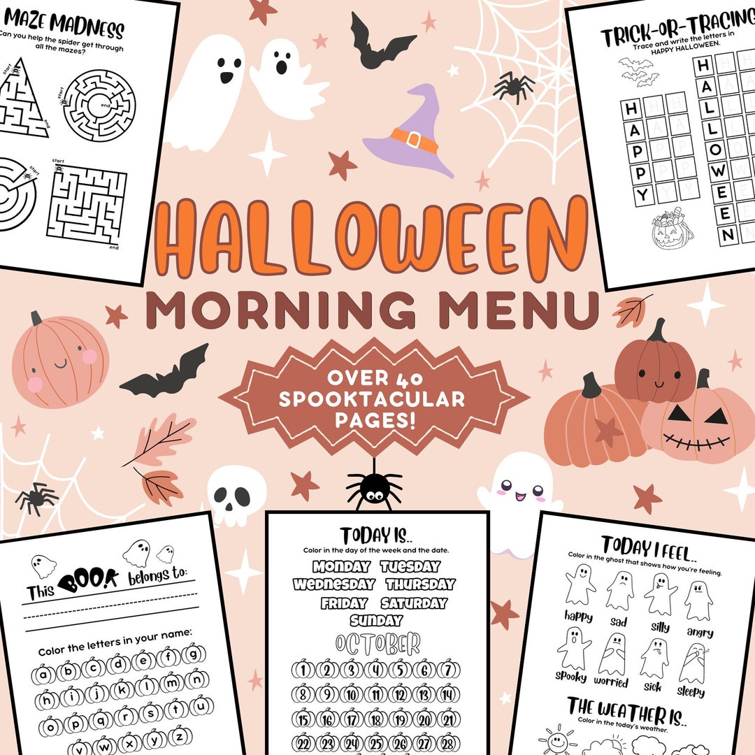 Halloween Morning Menu Pages | Preschool Morning Menu | Preschool ...