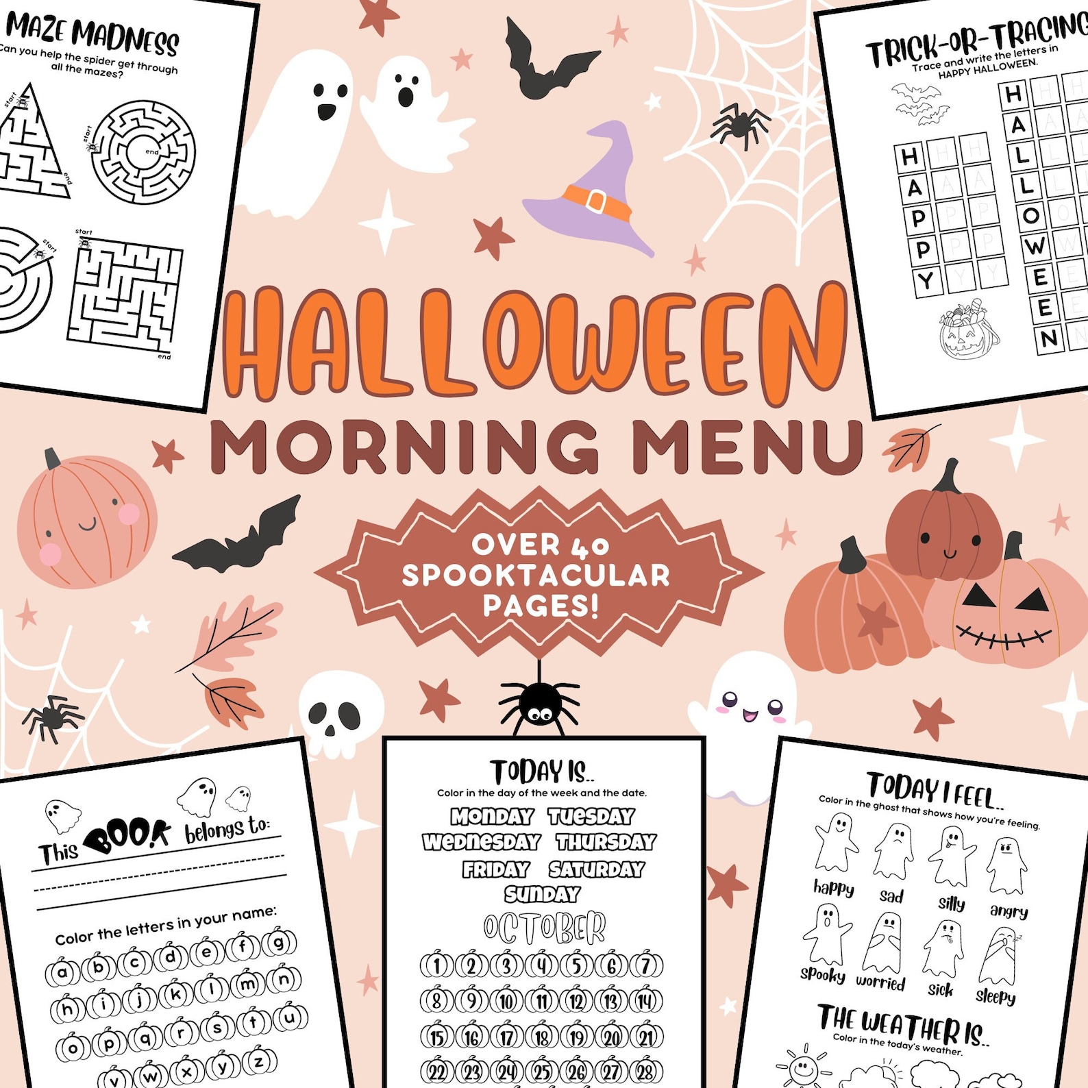 Halloween Morning Menu Pages | Preschool Morning Menu | Preschool ...
