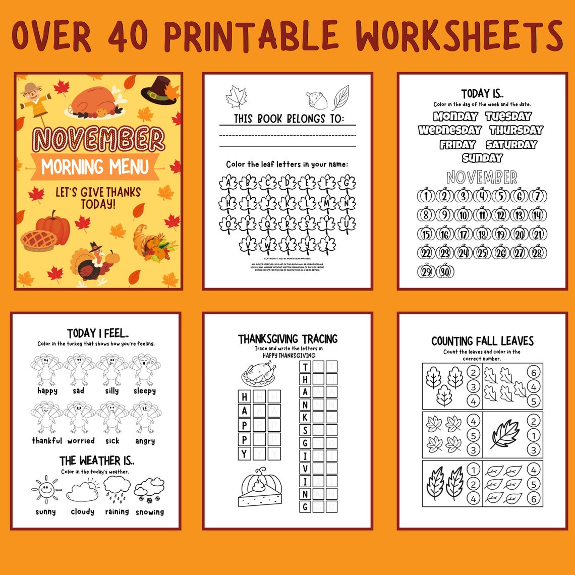 November Morning Menu Pages | Autumn Morning Menu | Fall Morning Menu ...