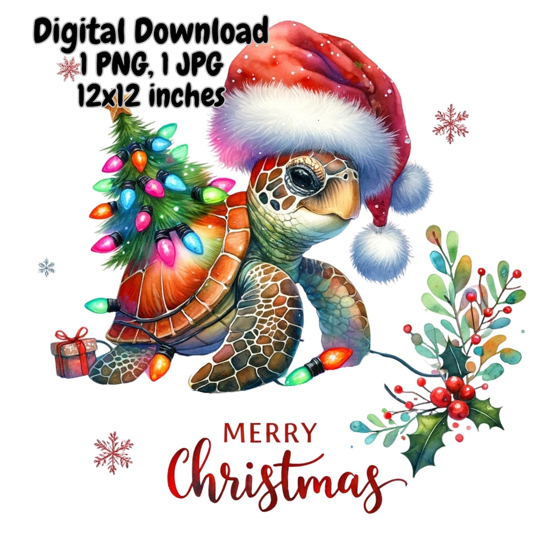 Sea Turtle Christmas Holiday Sea Turtle Clipart, Sea Turtle Santa ,sea ...
