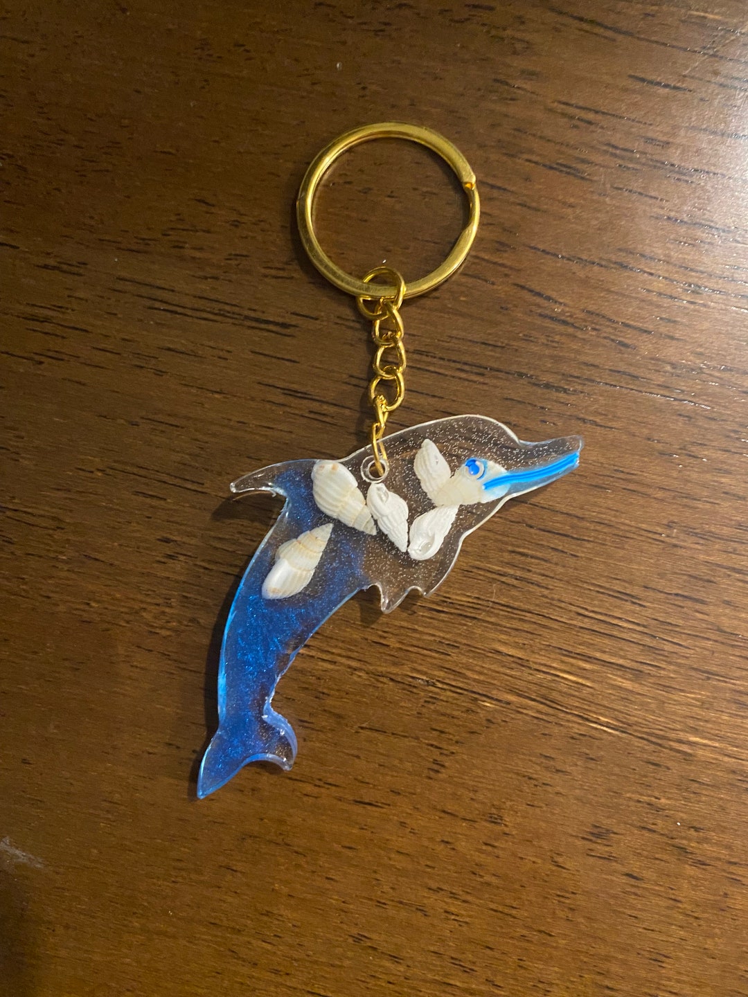 Dolphin Shell Keychain - Etsy