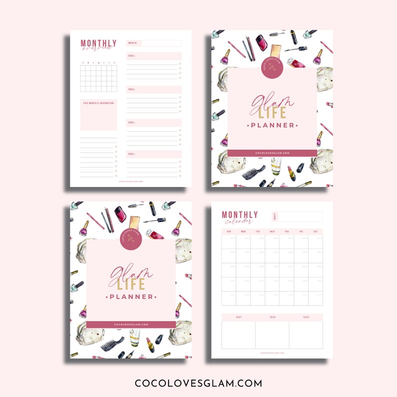 Planner Bundle for Makeup Artist , Printable Planner, Watercolor Makeup ...