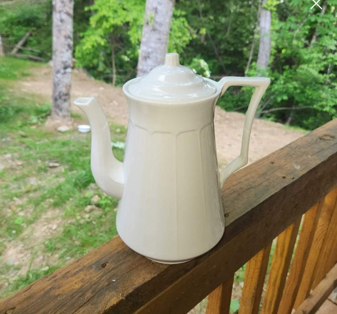 Vintage Joshua Crabtree Tall Museum White Teapot Commemorative China ...