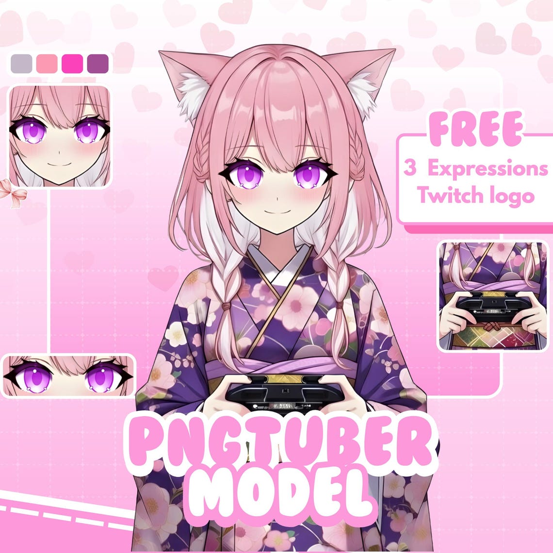 Custom Anime Pngtuber Model | Pngtuber Character Design for Stream ...