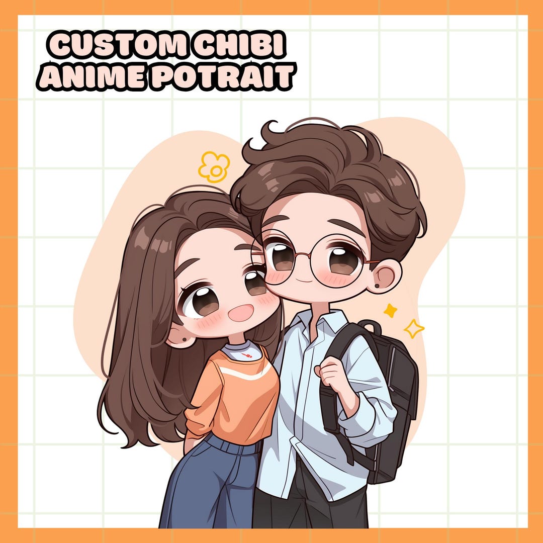 Custom Chibi Anime Portrait, Custom Couple Portrait, Anime Portrait ...
