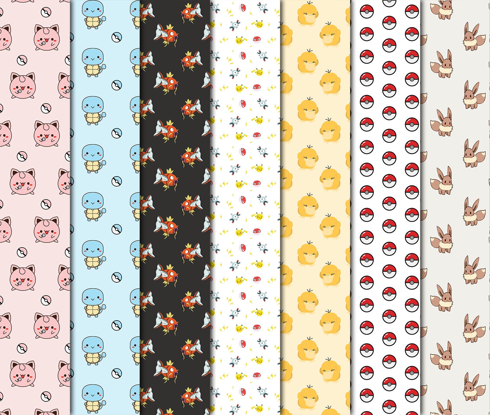 50 Pokemon Digital Paper, Printable Scrapbooking Designs, Pattern ...