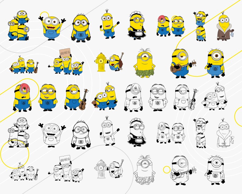 Minions SVG PNG EPS +100 Graphic Elements Minion Vectorized Designs - Etsy
