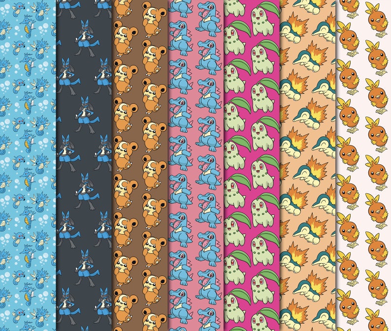 50 Pokemon Digital Paper, Printable Scrapbooking Designs, Pattern ...