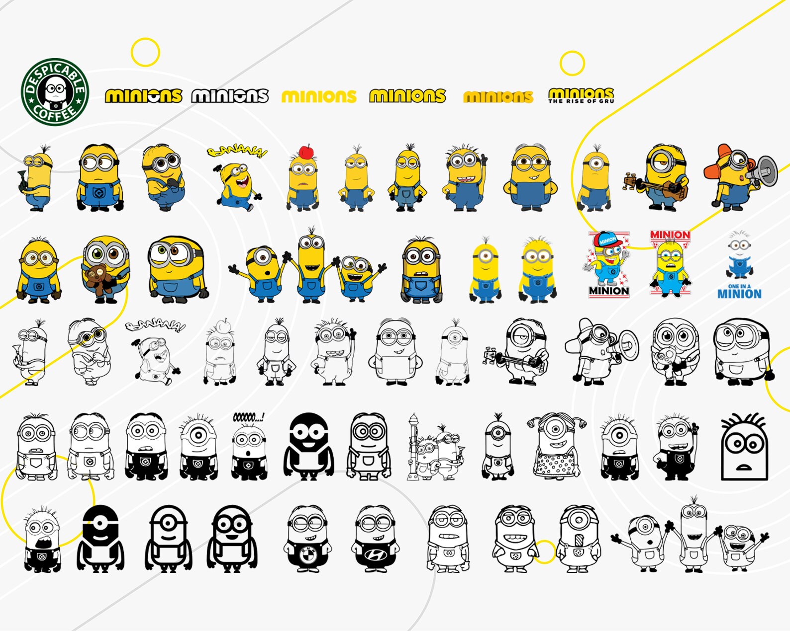 Minions SVG PNG EPS +100 Graphic Elements Minion Vectorized Designs - Etsy