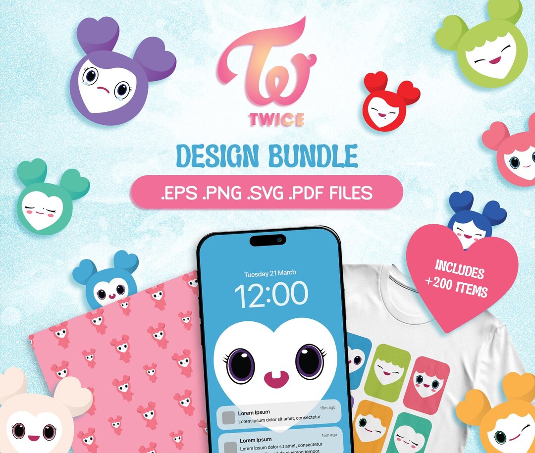 Twice Mega Bundle +200 Graphic Elements Tshirt Designs, Digital Paper ...