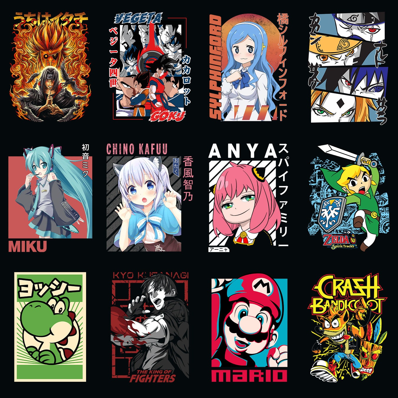 Super Bundle Anime Premium Pack Tshirt Designs, +5000 Anime Designs for ...