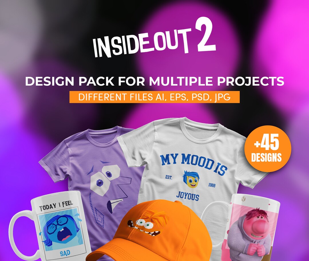 Super Bundle Inside Out 2 Design Pack for Mugs, Tshirts, Caps, Hoodies ...