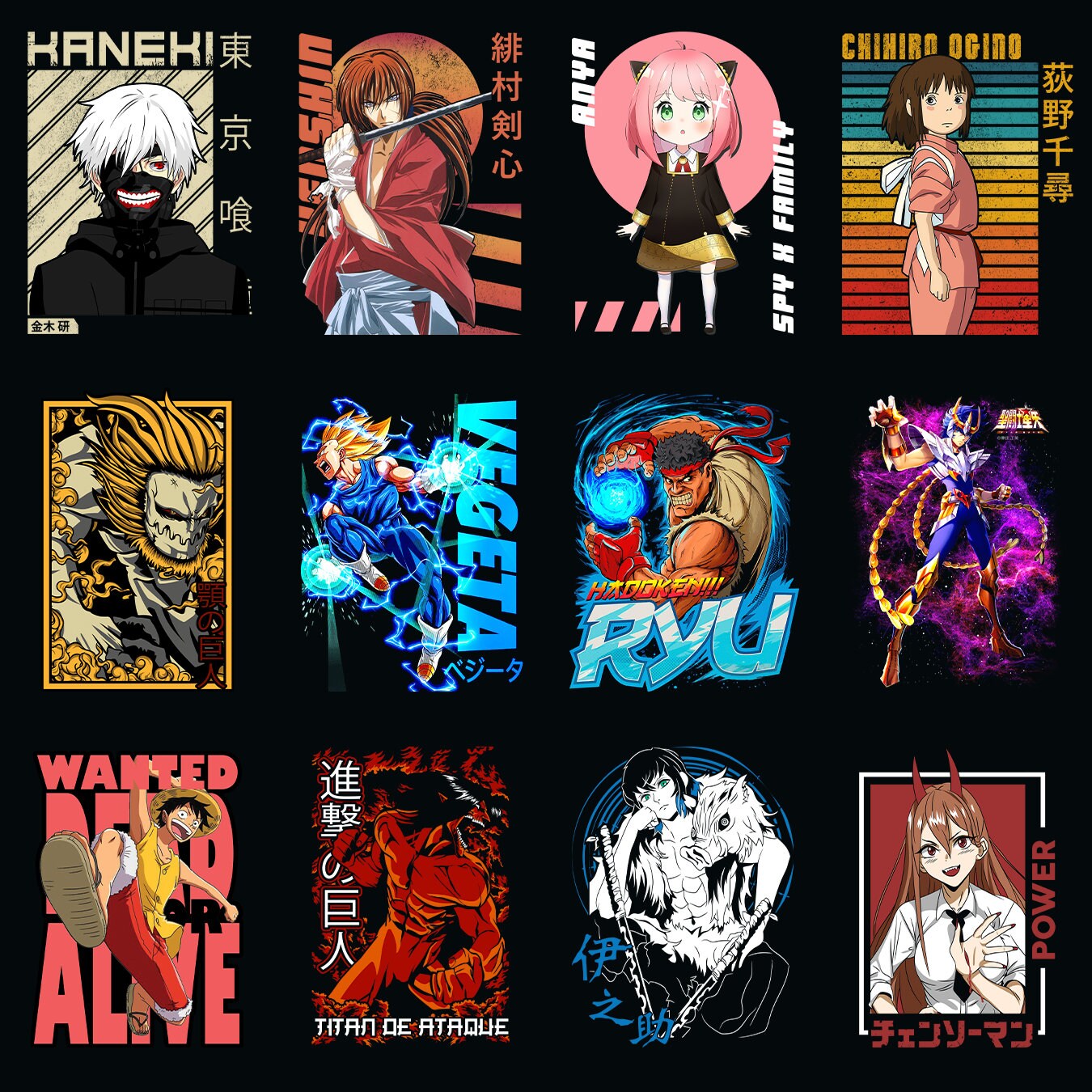 Super Bundle Anime Premium Pack Tshirt Designs, +5000 Anime Designs for ...