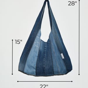 Large Lightweight Denim Tote Patchwork Denim Bag Large Jean Purse ...