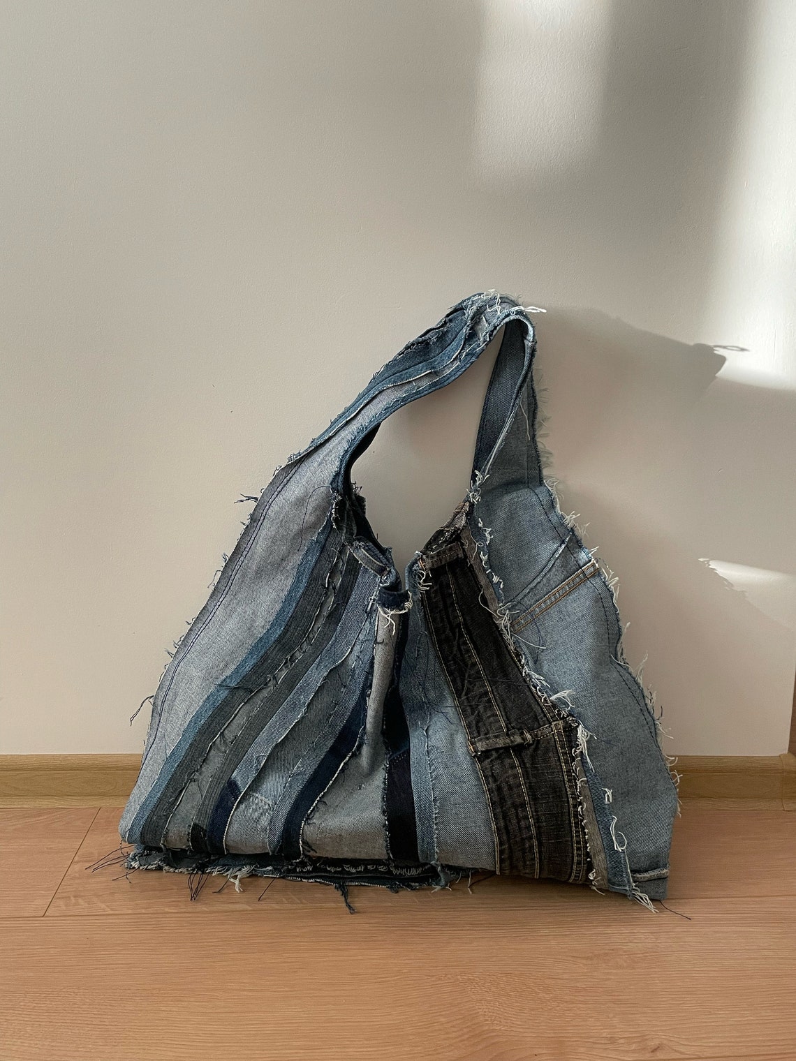 Upcycled Jeans Tote Bag One of a Kind Denim Bag Everyday Bag - Etsy