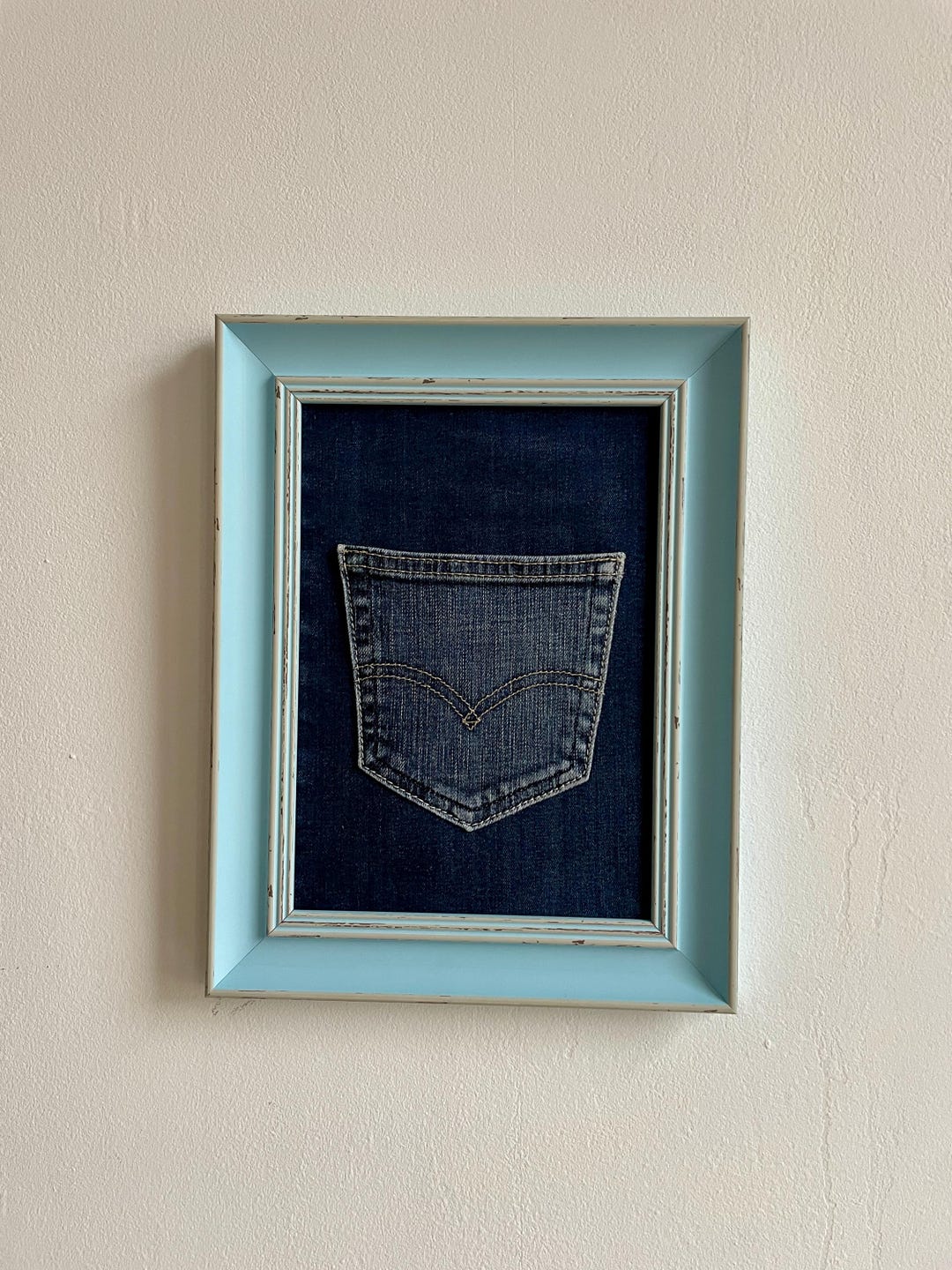 Levi Pocket Wall Decor Dark Navy Denim Frame With Pocket for Keys or ...