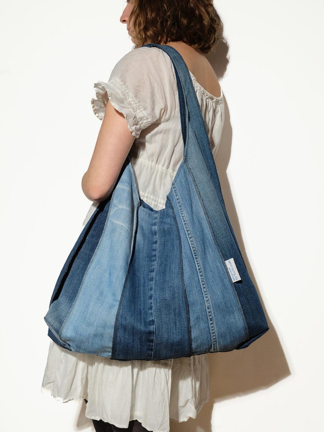 Large Lightweight Denim Tote Patchwork Denim Bag Large Jean Purse ...