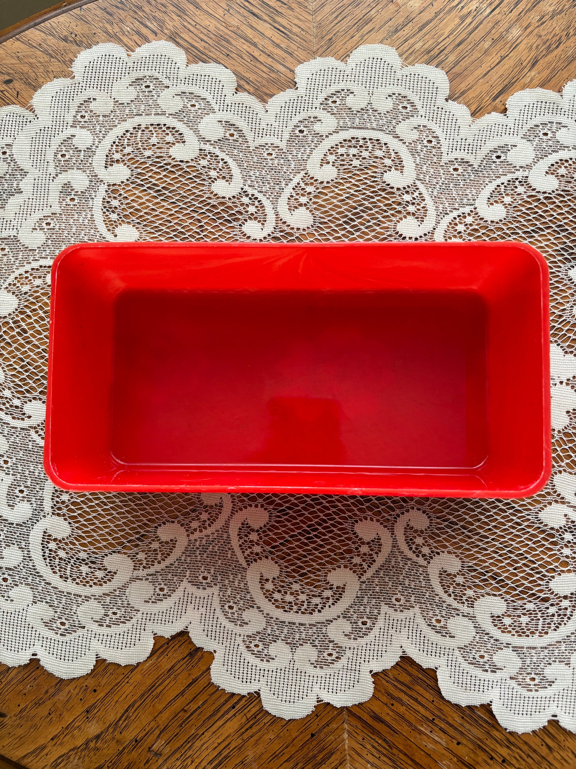 Mid Century Red Plastic Storage Box - Etsy