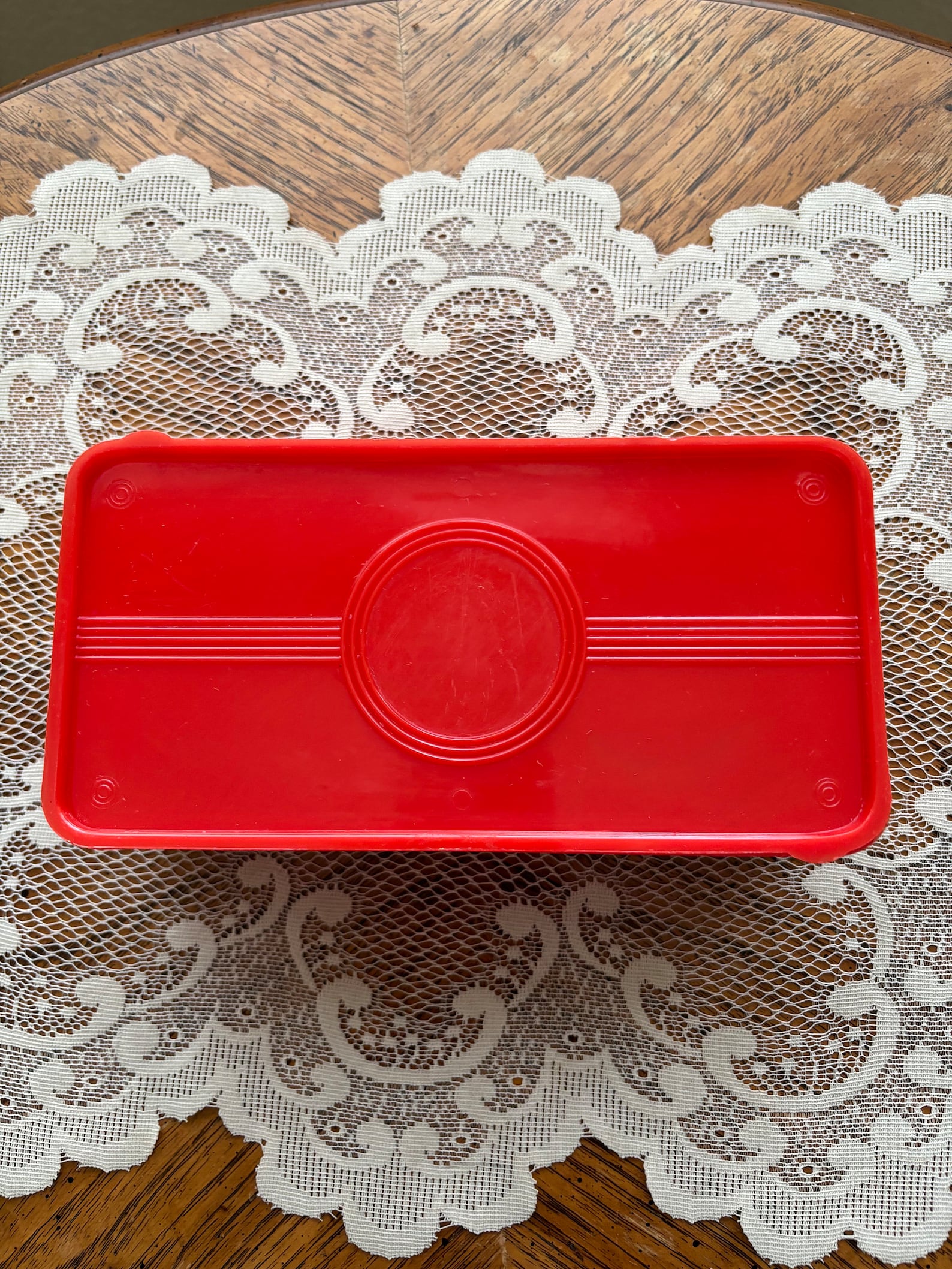 Mid Century Red Plastic Storage Box - Etsy