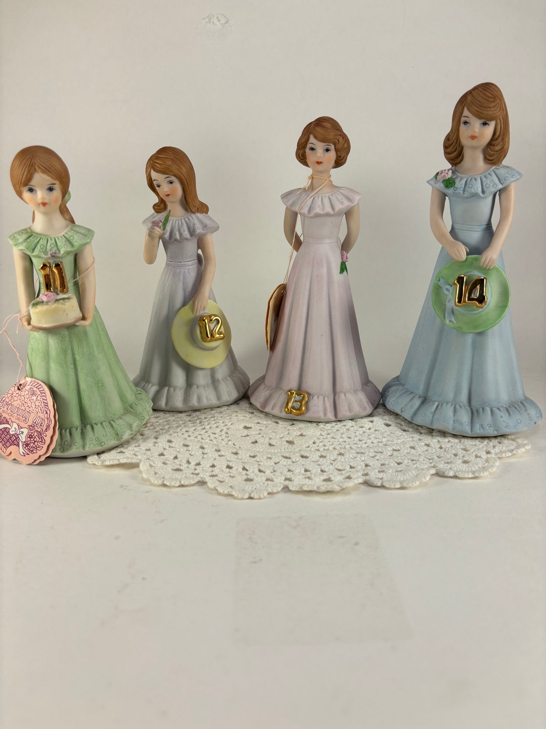 1980's Enesco Growing up Birthday Girls Figurines Ages 11-14 - Etsy
