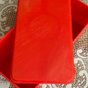 Mid Century Red Plastic Storage Box - Etsy