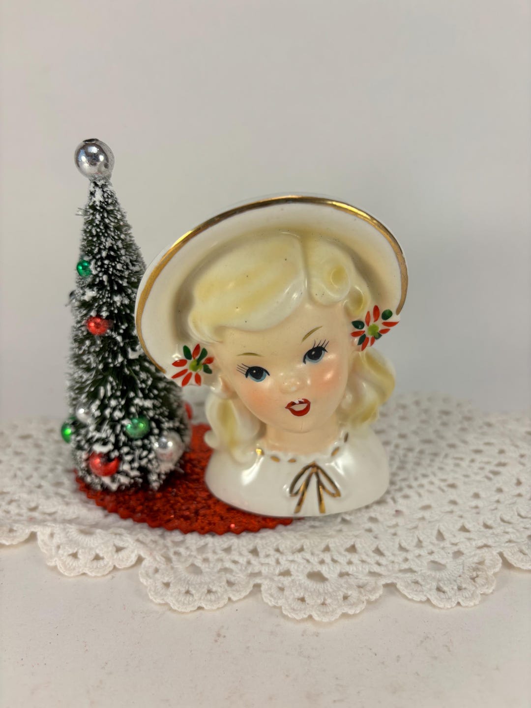 1960's Inarco Christmas Head Vase #E-1274 - Etsy