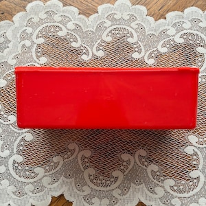 Mid Century Red Plastic Storage Box - Etsy