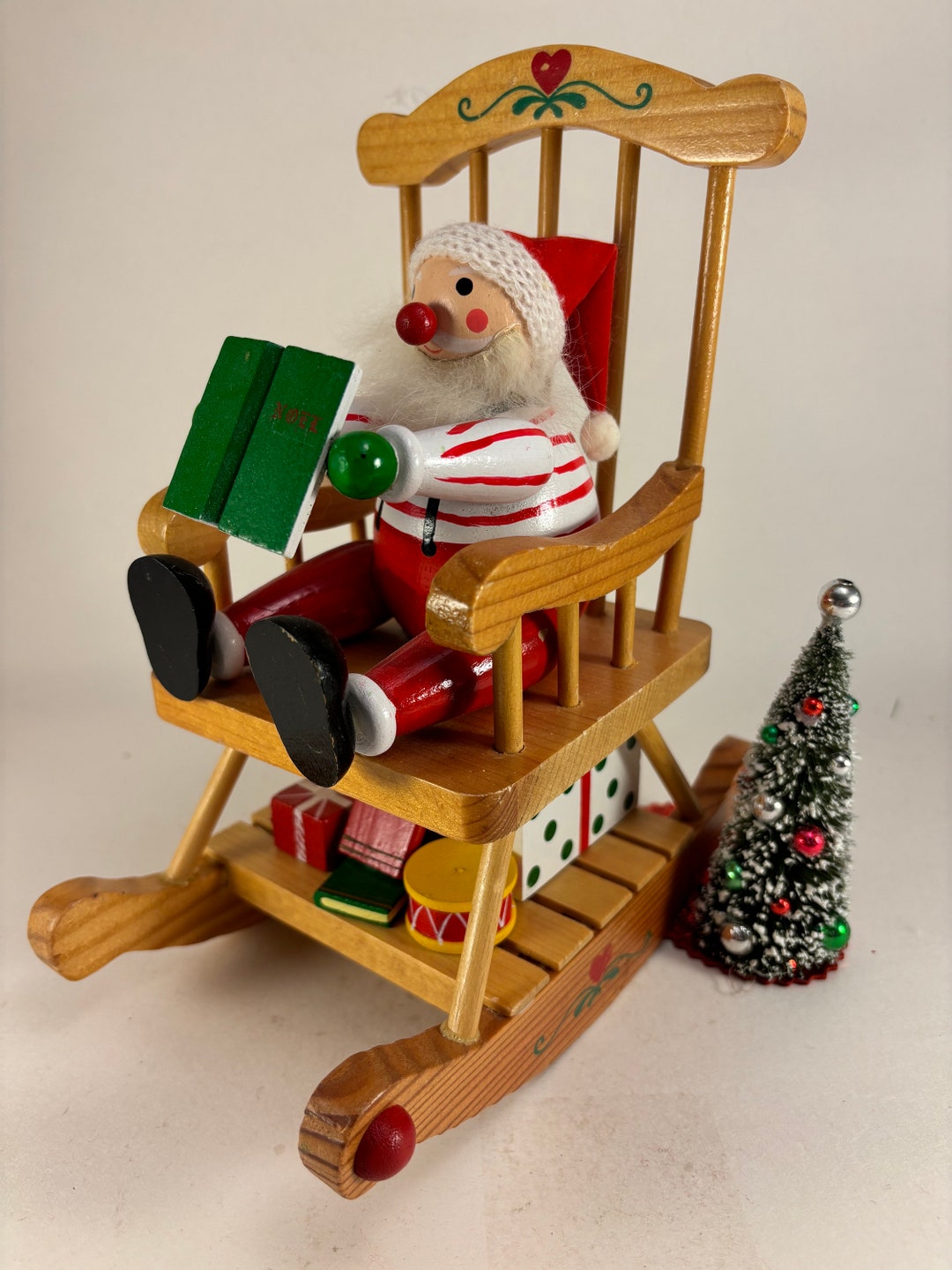 Wooden Rocking Chair Music Box With Santa - Etsy