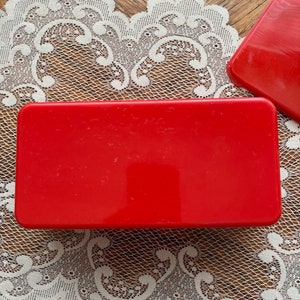 Mid Century Red Plastic Storage Box - Etsy