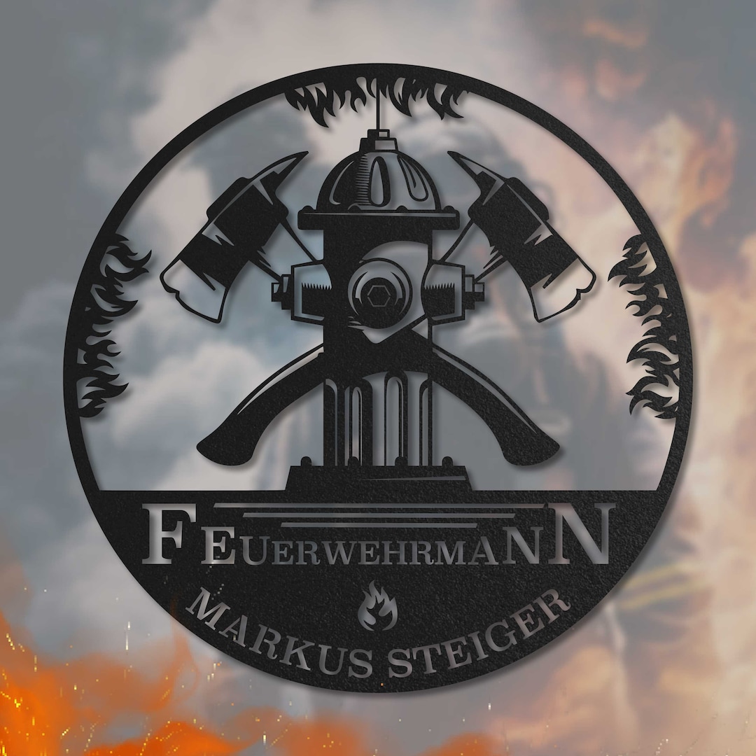 Firefighter Axe & Hydrant Metal Sign | Firefighter Decoration ...