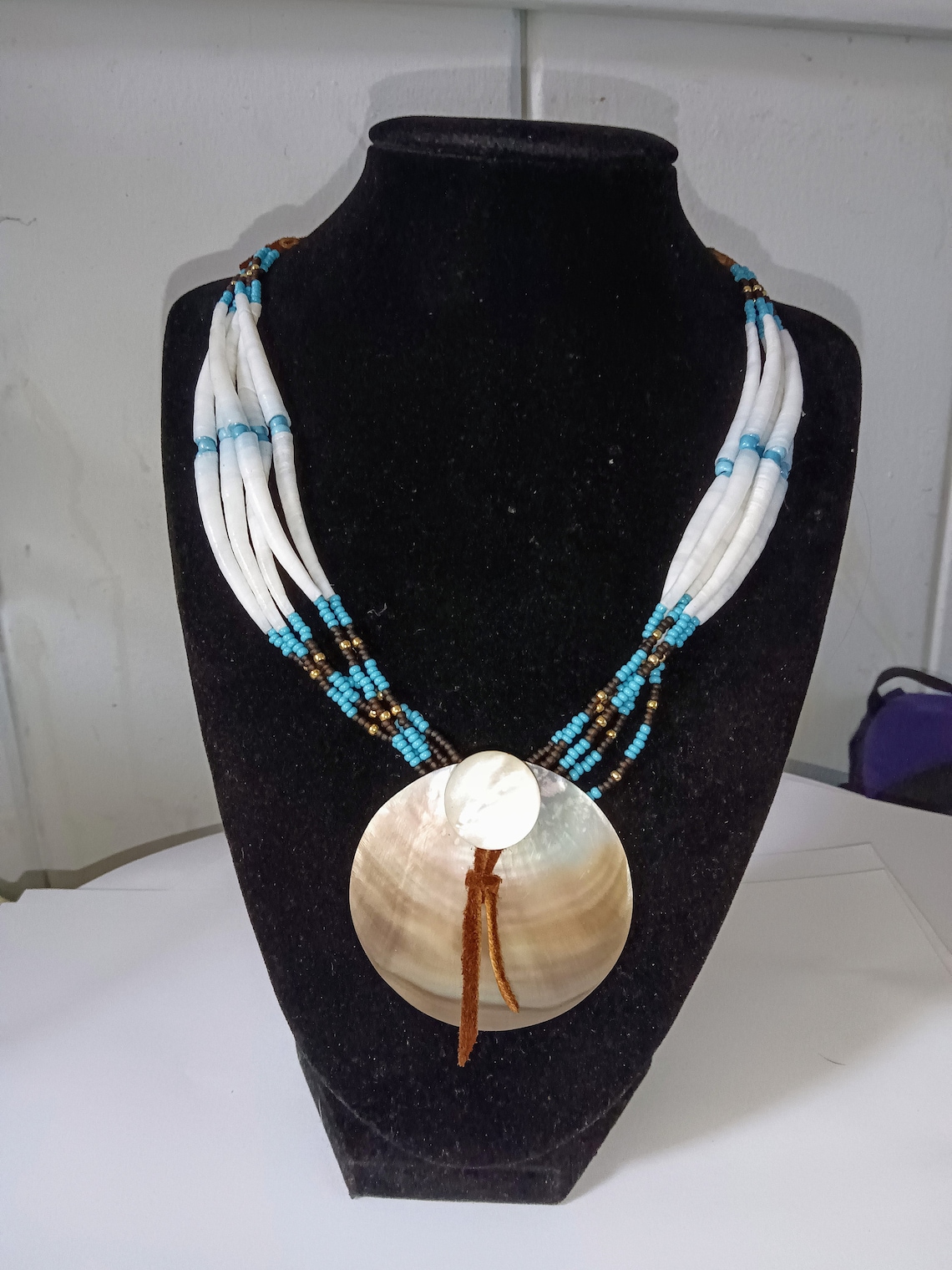 Native American Indian Dentalium Shell Beaded Choker Necklace Large ...