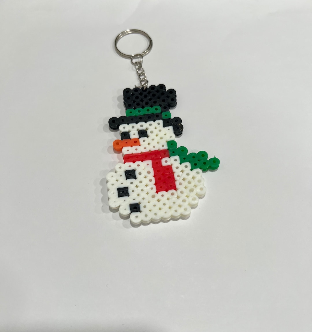 Snowman Perler Beads Keychain - Etsy