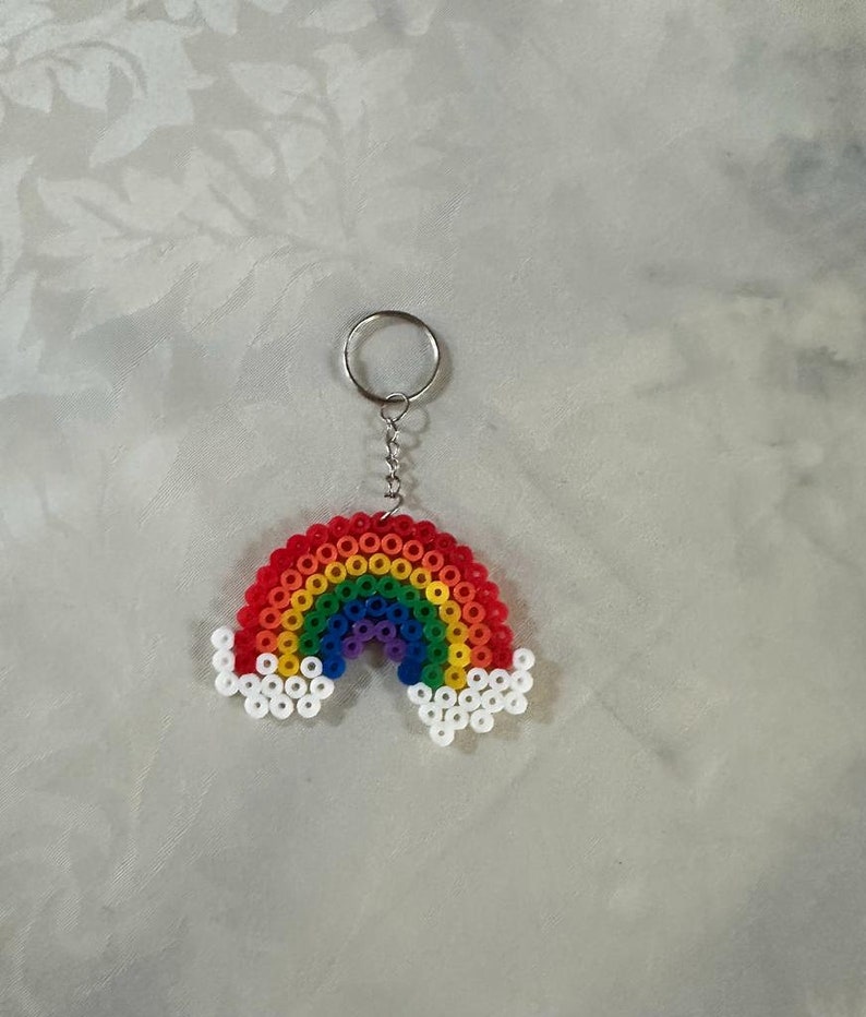 Rainbow Perler Beads Keychain - Etsy