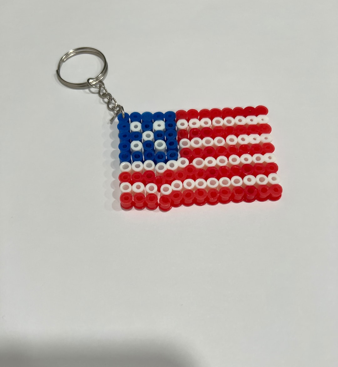 American Flag Perler Beads Keychain - Etsy