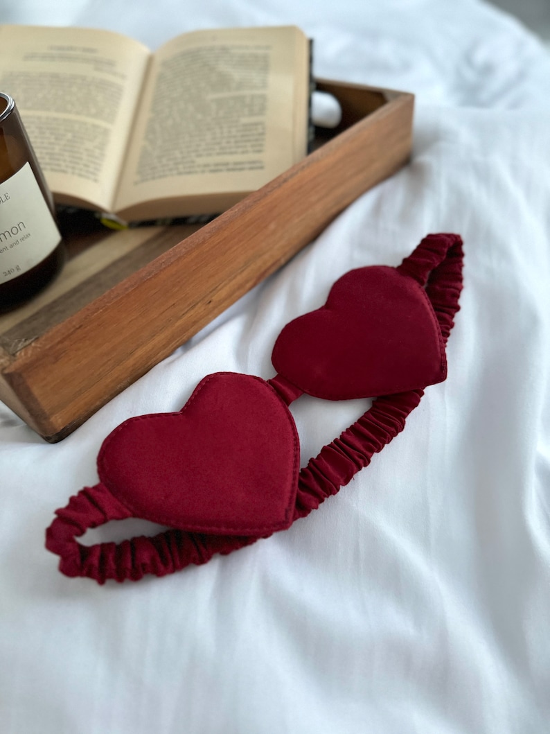 Heart Sleep Mask Red Satin 100% Cotton,sleep Eye Mask,eye Mask Sleep ...